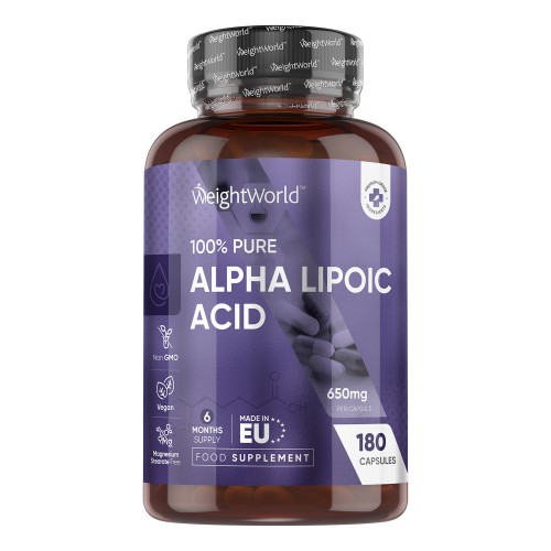 Alpha Lipoic Acid Capsule Supplement | 650 mg 180 Capsules | WeightWorld