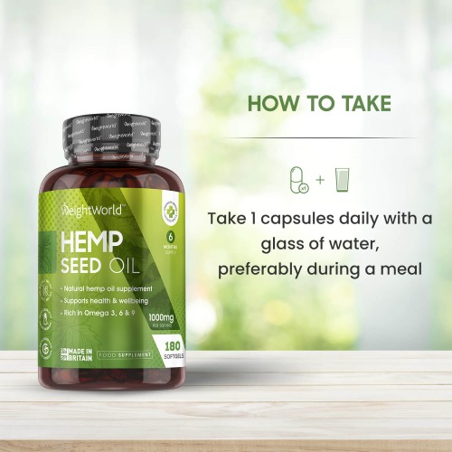 Hemp Seed Oil Softgels 1000mg Wellbeing Supplement Weightworld