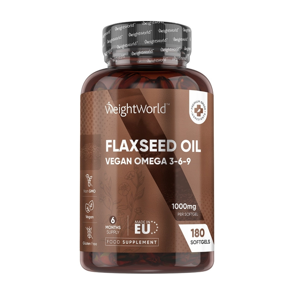 Flaxseed Oil Capsules | 1000mg 180 Vegan Omega 3, 6 & 9 Softgels