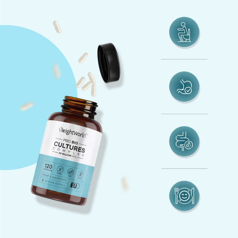 Bio Cultures Probiotic Complex | 60 Billion CFUs 120 Capsules | WeightWorld