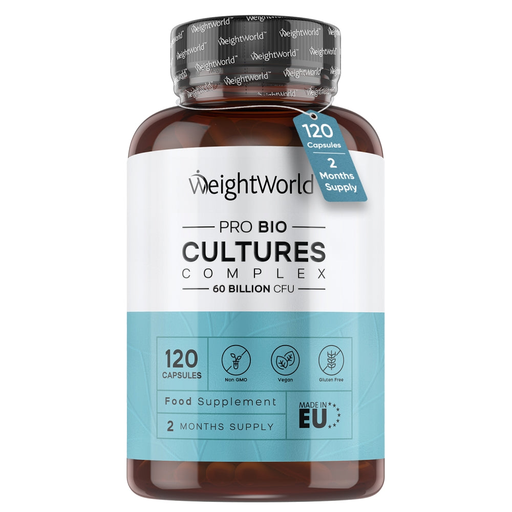 Bio Cultures Probiotic Complex | 60 Billion CFUs 120 Capsules | WeightWorld